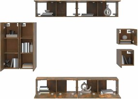 8dílný set TV skříněk kouřový dub kompozitní dřevo 3114491