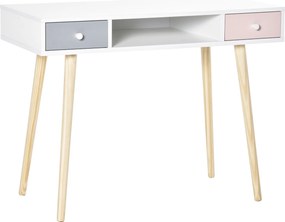 Dětský stůl HOMCOM s 1 otevřenou přihrádkou a 2 šuplíky v severském stylu pro studijní místnost, vstup a ložnici 100x48x76,5 cm v multicolor provedení
