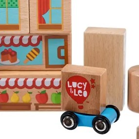 Lucy  Leo Sada dřevěných kostek Město se dvěma autíčky / 25 dílů / od