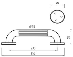 Madlo plastové 23 cm x 35 mm do koupelny, sprchy NIMCO Madla BM 1035M-05