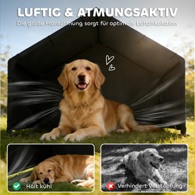 PawHut psí bouda s voděodolným a UV krytem, 125 × 110 × 93 cm – pro psy do 30 kg, černá