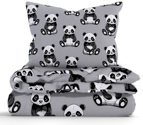 MK Lůžkoviny Bavlněné povlečení Renforcé do postýlky - Panda 100 × 135 cm, 40 x 60 cm