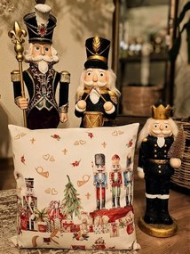 Bílo-červený povlak na polštář s Louskáčky Nutcrackers - 45*45 cm