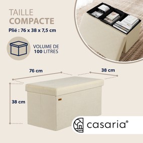 Lavice s úložným prostorem béžová manšestr 76x38x38cm MDF skládací