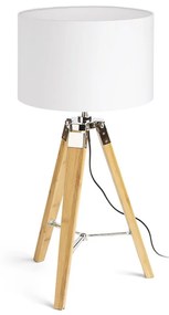 Rendl R14042 stolní lampa ALVIS/RON 40 Polycotton bílá/bambus, E27, 68cm