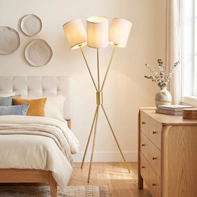 Costway Stojací lampa s 3 látkovými stínidly Moderní stojací lampa Dekorativní