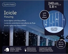 Lampičky Sople Závěs 240 Led venkovní Studená bílá 5,8 m