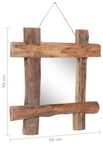 Zrcadlo z polínek přírodní 50 x 50 cm masivní recyklované dřevo - Default Title