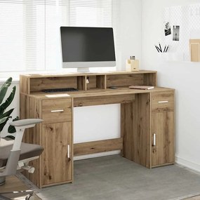 Psací stůl s LED dub artisan 140 x 55 x 91 cm kompozitní dřevo 3309428
