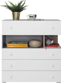 Komoda SIGMA SI 11 se zásuvkami | 85 cm | beton/bílá/dub