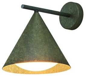 Il Fanale Cone, venkovní nástěnné svítidlo antická mosaz/bílé sklo, 1xE27 max 15W, prům. 25cm, výška 27,5cm, IP55