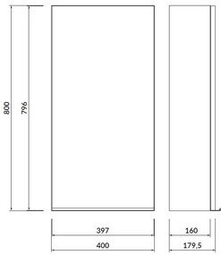 Cersanit - VIRGO závěsná zrcadlová skříňka 40cm, šedá-černá, S522-012