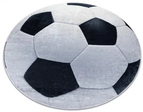 Dětský kusový koberec vhodný k praní BAMBINO 2139 Kopačák fotbalový balón protiskluzový černý bílý Rozměr: průměr 100 cm