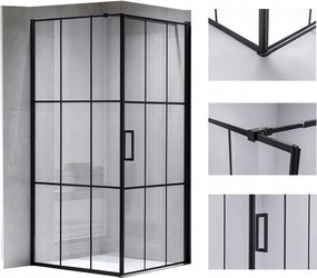 BPS-koupelny Čtvercový sprchový kout HYD-SK13B 90x90 černá/transparent - bez vaničky