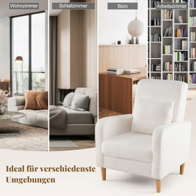 Costway Teddy armchair with lumbar cushion and wooden legs. Padded lounge chair