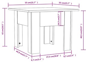 Konferenční stolek hnědý dub 55 x 55 x 42 cm dřevotříska - Default Title