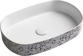 Isvea Infinity Oval keramické umyvadlo na desku 55 x 36 cm terrazzo bílá 10NF65055-2L-TRZ
