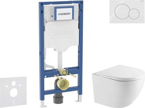 Geberit Duofix - Set předstěnové instalace, klozetu Oudee a sedátka softclose, tlačítko Sigma01, alpská bílá SANI11CA3195