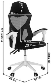 Kondela Kancelářské / herní křeslo, černá / bílá, YOKO