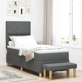 Postel s boxspringem s čelo Tmavě šedá 200 x 80 cm textil 3344332