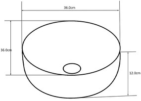 BPS-koupelny Keramické umyvadlo na desku HYD-LA-WH-360 ø36 cm, bílé