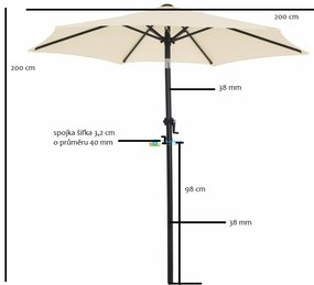 Slunečník béžový průměr 200 cm 102548