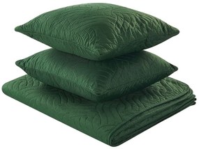 Sada embosovaného přehozu na postel s polštáři 140 x 210 cm zelená BABAK Beliani
