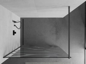 Mexen Kioto, sprchová zástěna Walk-In 90 x 200 cm, 8mm čiré sklo bílý vzor, ​​grafitový profil, 800-090-101-66-97