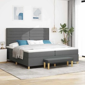 Postel s boxspringem s matrací Tmavě šedá 200 x 200 cm textil 3344248