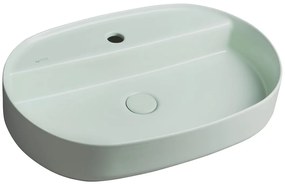 Isvea, INFINITY OVAL keramické umyvadlo na desku, 60x40 cm, matná zelena Mint, 10NF65060-2T