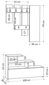 Předsíňová sestava v dekoru dubu v přírodní barvě Vesty – Kalune Design