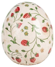 Keramické dekorační vajíčko s jahůdkami Wild Strawberries L - Ø 14*16 cm