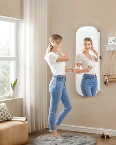 LED zrcadlo se šperkovou úložnou částí 10×42×108 cm, bílá