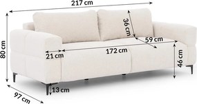 Bílá pohovka 217 cm Helio – Ropez
