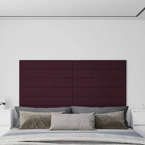Nástěnné panely 12 ks fialové 90 x 15 cm textil 1,62 m²,  344099