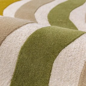 Zelený/v přírodní barvě ručně tkaný vlněný běhoun 80x300 cm Cascade Wool – Flair Rugs