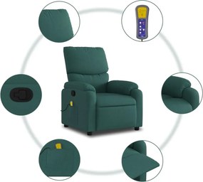 Masážní křeslo s polohovacím mechanismem, tmavě zelené, látkové 3206099