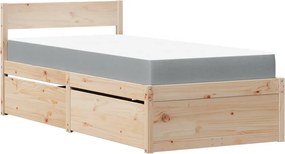 Postel se zásuvkami a matrací 90 x 190 cm masivní borovice 3281919