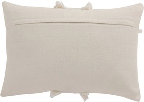 Krémový bavlněný polštář s třásněmi Fransen white off - 42*5*31cm