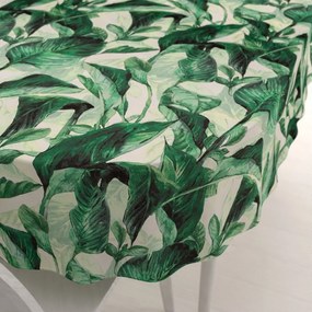 Biante Sametový oválný ubrus Tamara TMR-028 Velké zelené listy 60x100 cm