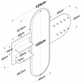 Nástěnný věšák se zrcadlem Pomi White and Walnut
