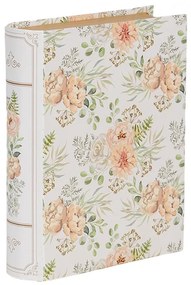 Bílý úložný box s květy ve tvaru knihy Book Van - 17*14*5 cm
