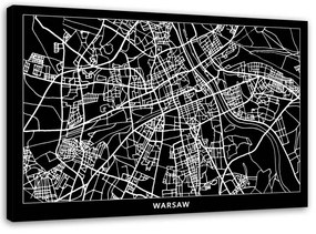 Obraz na plátně Varšava Mapa města - 90x60 cm