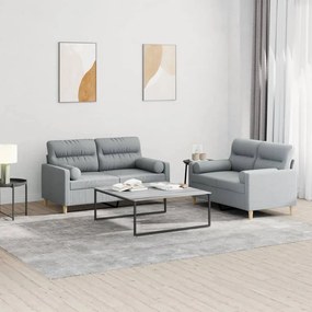 2dílná sedací souprava s polštáři světle šedá textil 3201584