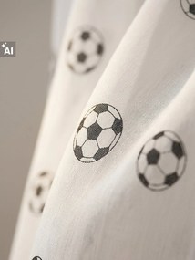 Sinsay - Poloprůhledná záclona na řasící pásce s fotbalovým vzorem - černá