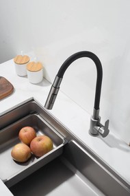 Gamma Flex 4000, stojánková dřezová baterie s flexibilním ramenem, 2-funkční výtok, černá-grafitová, GMA-BFX-4000GM