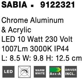 Moderní nástěnné svítidlo Sabia 8.5 chrom