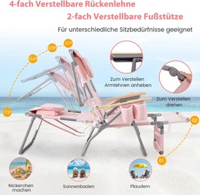 Costway 3-in-1 Skládací plážové křeslo Kempingové křeslo s opěrkou nohou