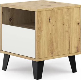 Noční stolek Borg 1s dub artisan / bílý