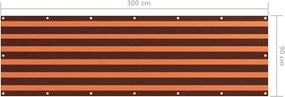 Balkónová zástěna oranžová a hnědá 90 x 300 cm oxfordská látka 134928